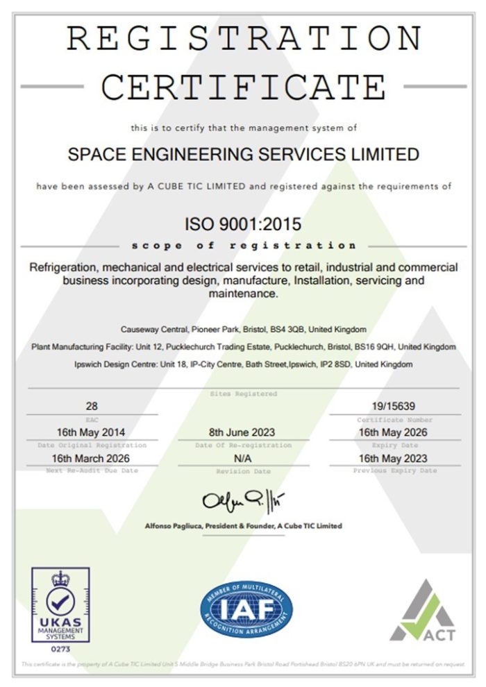 Successful ISO recertification - Space Engineering